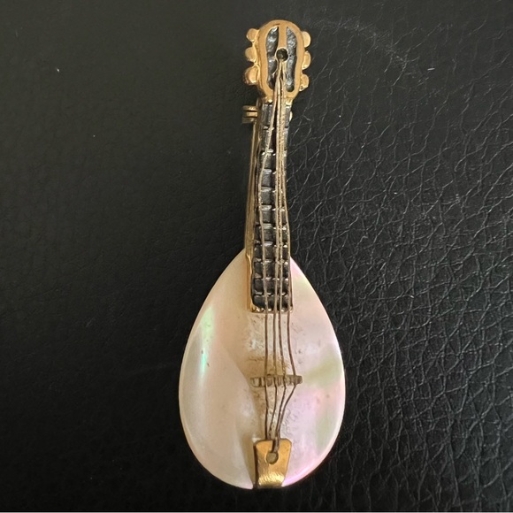 Jewelry | Vintage Mother Of Pearl Mandolin Brooch | Poshmark